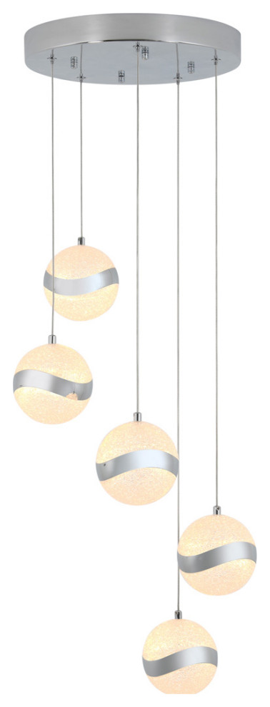 Artika Wavey LED Integrated Pendant Light Fixture, 5-Light ...