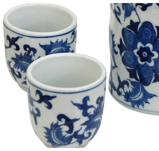 Floral Blue and White Porcelain Tea Set - Asian - Tea Sets - by ...