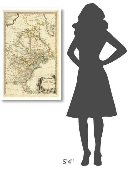 "Map of The British Empire in North America, 1776" Paper Art, 16"x24 ...