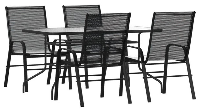 5 Piece Outdoor Patio Dining Set - 55 Tempered Glass Patio Table with ...