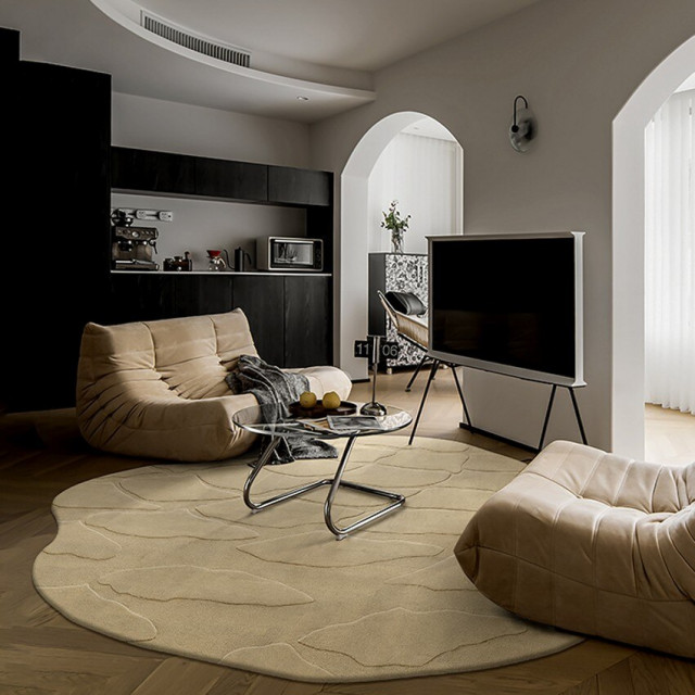 Unique Irregular Shaped Solid Color Handmade 3D Wool Area Rug ...