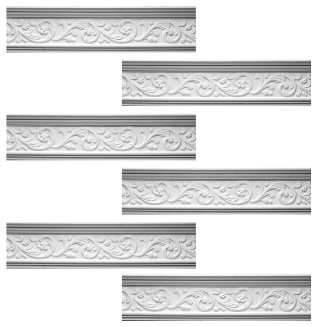Cornice White Urethane Somber Water Design 6 Pieces Totaling 471.75 ...