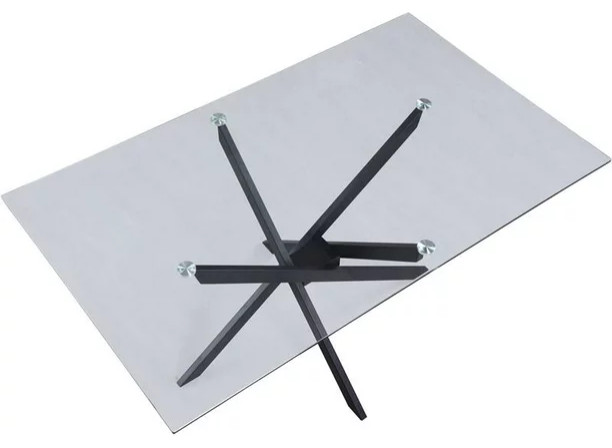 Contemporary Dining Table, Unique Interlocking Base With Glass Top ...