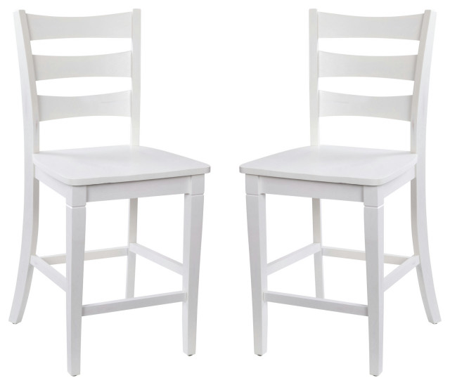 White Wash Counter Stools, Set of 2 - Transitional - Bar Stools And ...