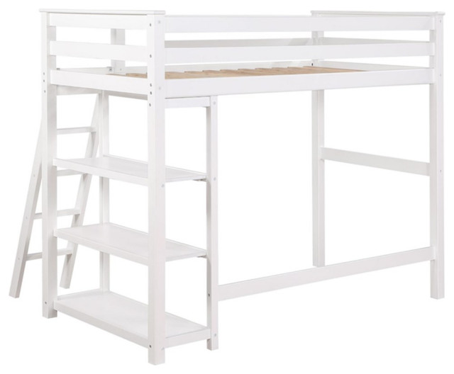 Coaster 3-Shelf Transitional Wood Twin Workstation Loft Bed in White ...