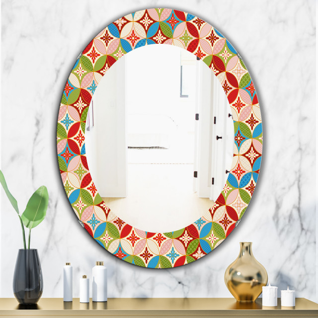 Designart Circles Japanese Texture Bohemian Frameless Oval Or Round ...