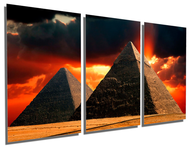 Dark Egypt Pyramids, Metal Print Wall Art, 3 Panel Split, Triptych Wall ...
