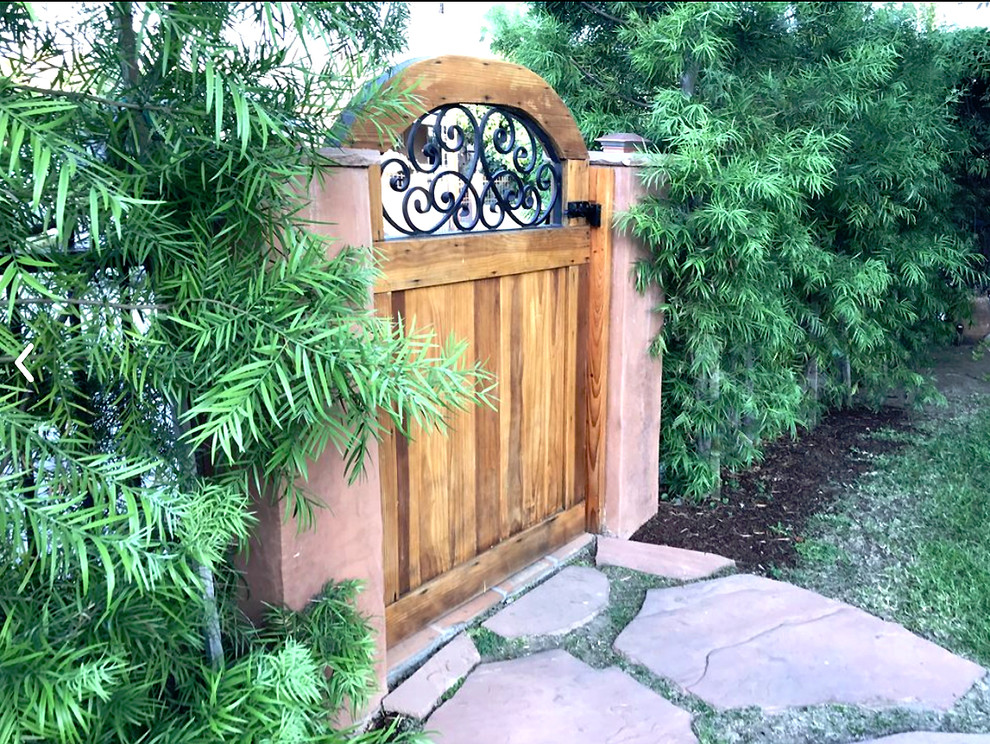 Custom Gate--Wood with Wrought Iron Design - Los Angeles - by Flores ...