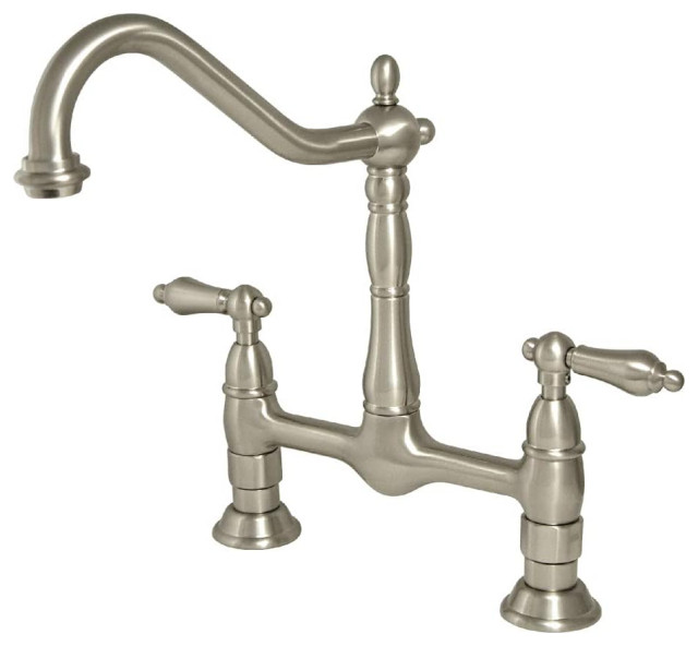 Traditional Kitchen Faucet, 2 Levers Design With Swivel Spout ...