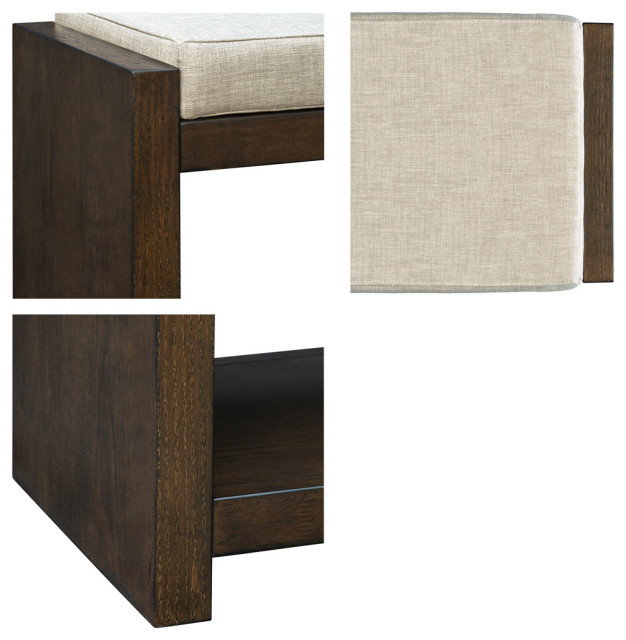 Madison Park Ivan Accent Bench with Lower Shelf in Brown - Transitional ...