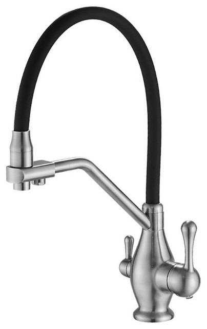 Dual Spout Swivel Pull Down Kitchen Faucet With Filter - Transitional ...