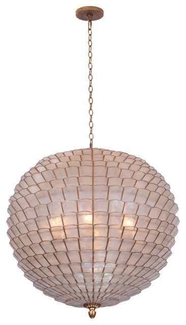 Samal Six Light Pendant, Oxidized Gold Leaf - Contemporary - Pendant ...