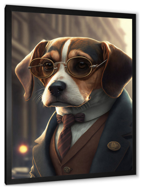 Mafia Beagle I Framed Print, 12x20 - Eclectic - Prints And Posters - by Design Art USA | Houzz