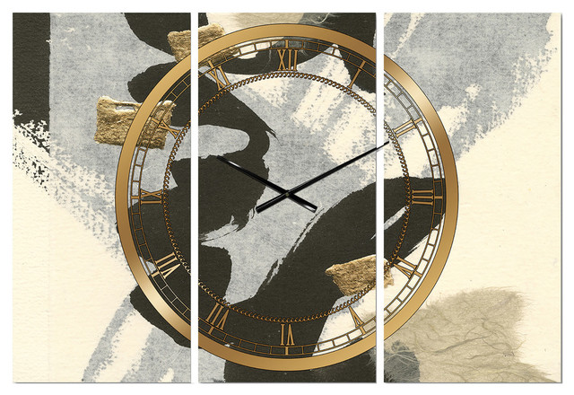 Glam Collage Ii Glam 3 Panels Metal Clock - Contemporary - Wall Clocks ...