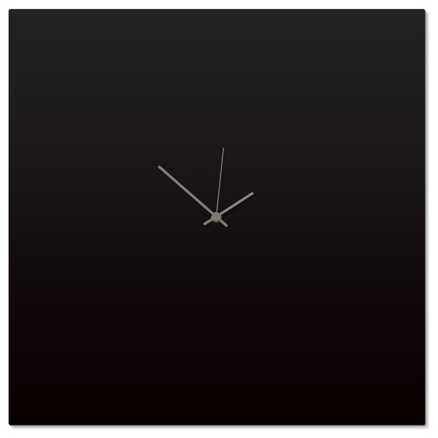 Contemporary Clock 'Blackout Grey Square Clock' Artisan-Made Black ...
