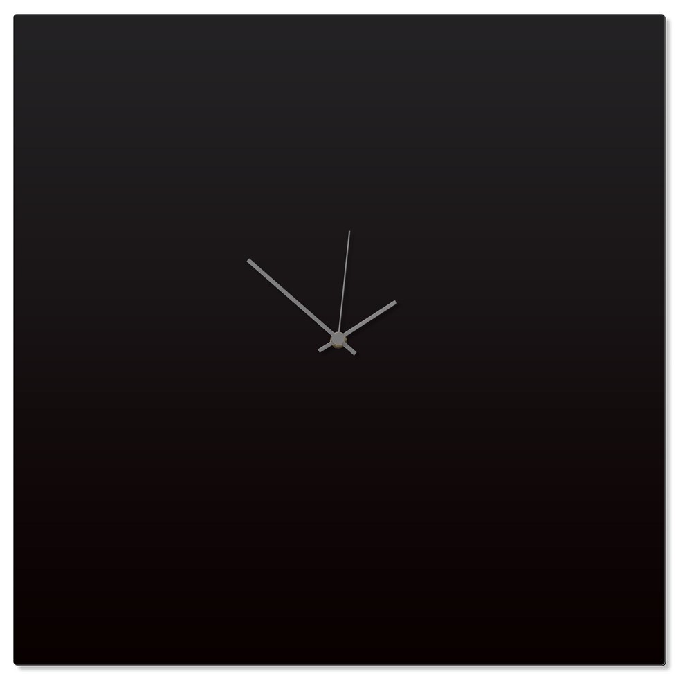 Contemporary Clock 'Blackout Grey Square Clock' Artisan-Made Black ...