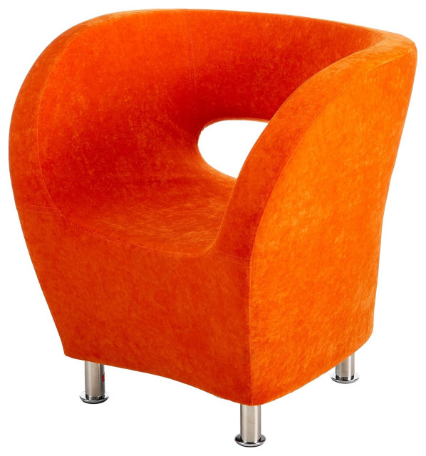 Modern Orange Accent Chair with Unique Cut-Out Back and Microfiber Seat ...