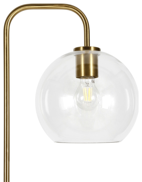 62" Brass Arched Floor Lamp With Clear Transparent Glass Globe Shade ...