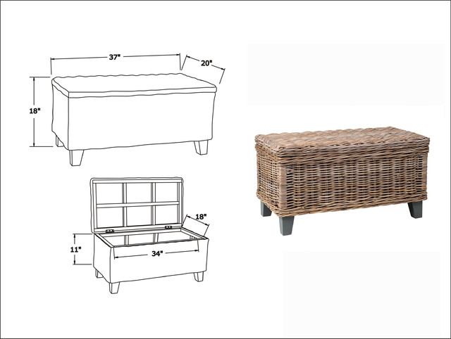 East at Main Hayward Kuba Brown Rectangular Rattan Coffee Table ...