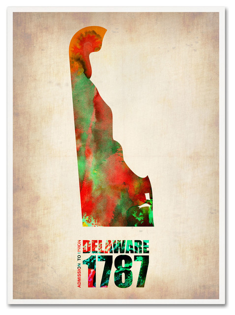 'Delaware Watercolor Map' Canvas Art by Naxart, 18" x 24 ...