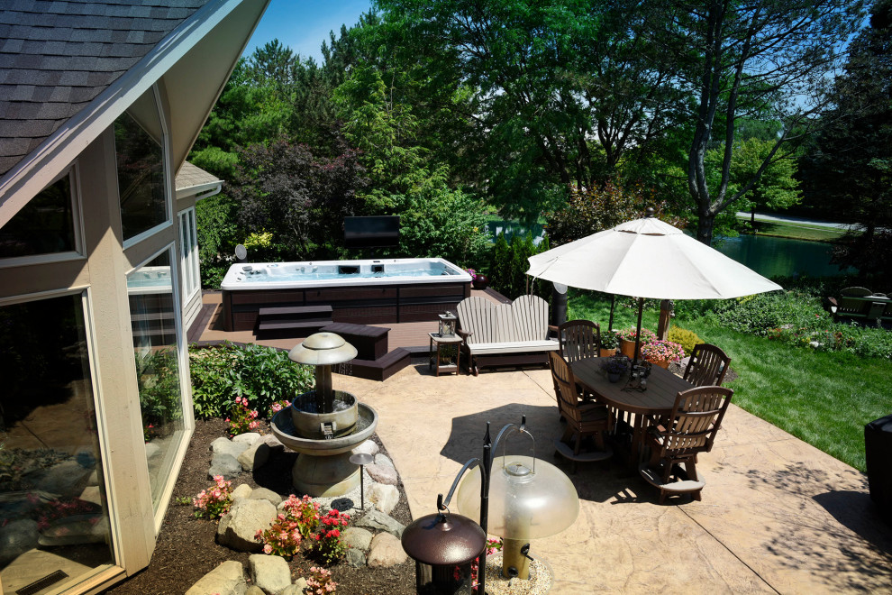 Challenger 15D Swim Spa Small Backyard & Deck - Transitional - Deck ...