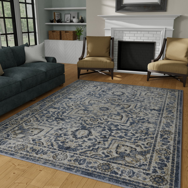 Loomaknoti Kehleigh Osdorn Blue Oriental Indoor Area Rug, 5'x7 ...