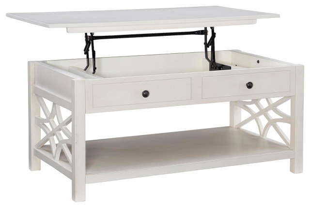 Modern Classic Coffee Table, Lower Shelf With Unique Cut Out Sides ...