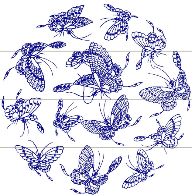Tile Mural Butterflies Chinese Patterns blue Backsplash, 4.25" Ceramic ...