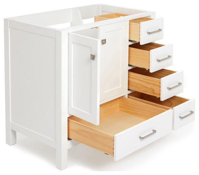 ARIEL Cambridge 36" Left Offset Single Sink Bathroom Vanity Base White ...