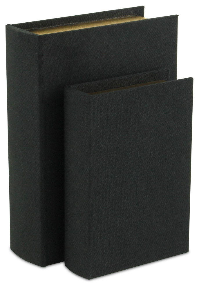 Canter Isle Black Linen Book Box Set - Transitional - Jewelry Boxes And ...