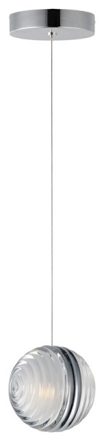 ET2 Lighting Pulse 1-Light 4.75" LED Pendant, Chrome/Clear Acrylic ...