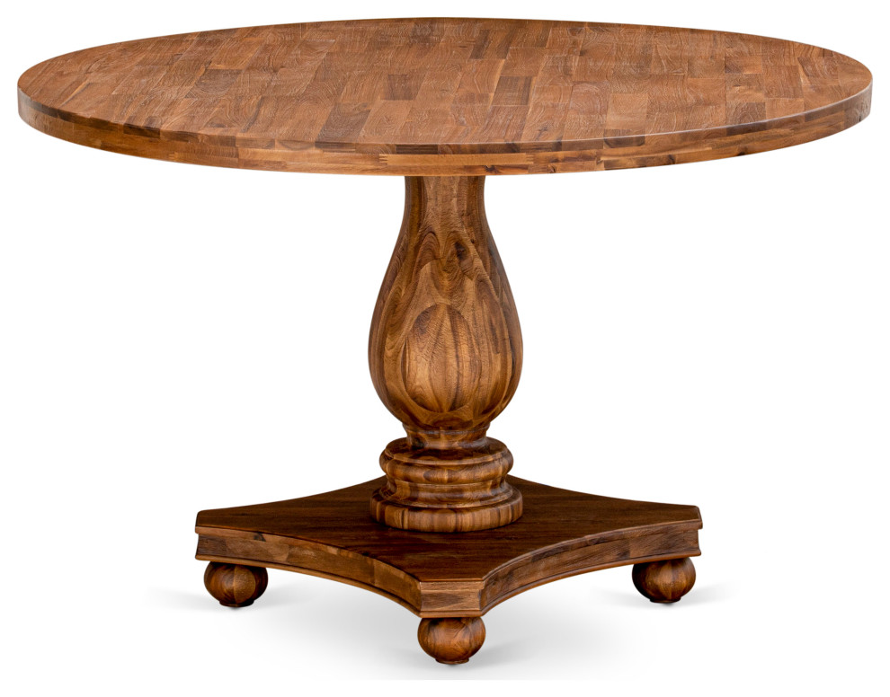 Irving Dining Table, Rustic Rubberwood Table, Distressed Jacobean ...