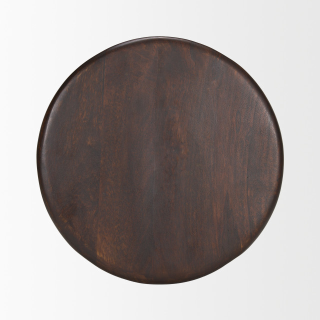 Palmera Dark Brown Wood Pedestal Side Table - Traditional - Side Tables ...