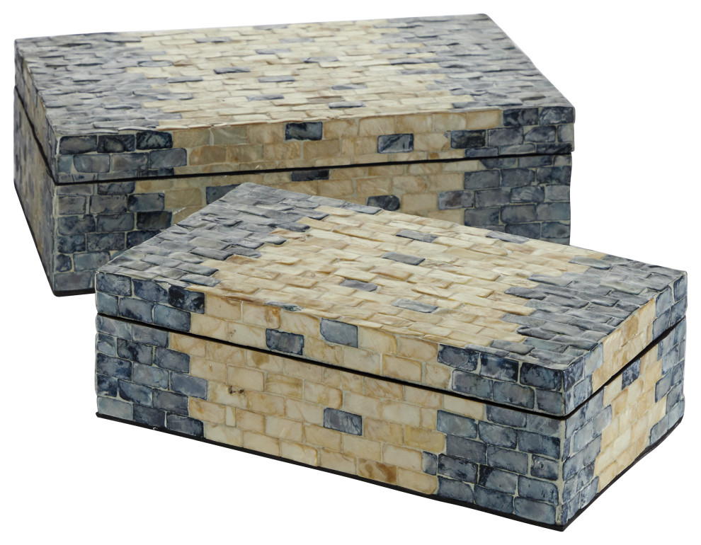 Coastal Blue Mother Of Pearl Box 84442 - Beach Style - Jewelry Boxes ...