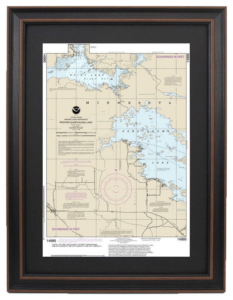 Framed Nautical Chart, Western Kabetogama Lake, Minnesota, 16x24 ...