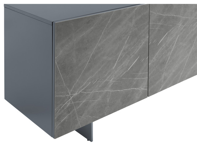 Hugo Buffet, Gray Marbled Porcelain With Storage - Transitional ...