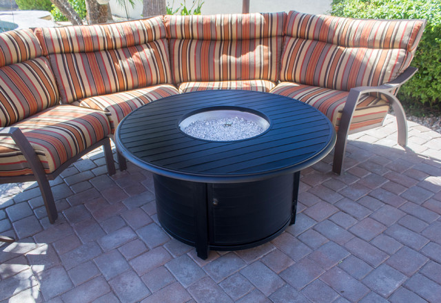 Round Slatted Extruded Fire Pit - Transitional - Tabletop Fireplaces ...