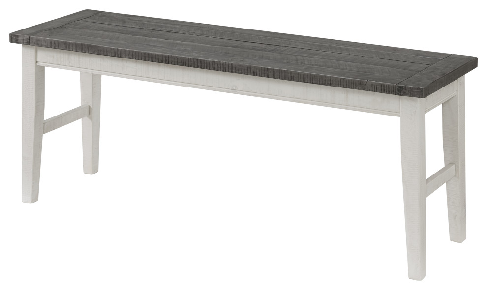 Monterey Solid Wood White Stain and Gray Dining Bench - Farmhouse ...