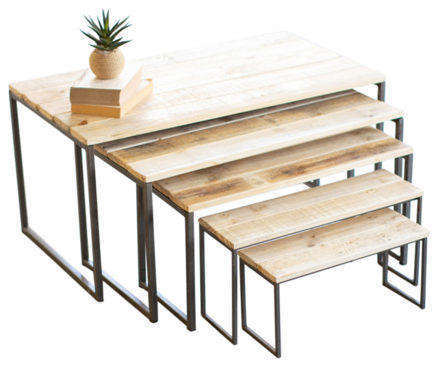 Farmhouse Recycled Wood Rectangle Nesting Stand 5-Piece Set ...