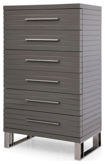 Tanner Gray High Gloss Slatted Chest - Contemporary - Dressers - by ...