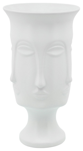 15"h Multi Faced Vase, White - Contemporary - Vases - by Beyond Design ...