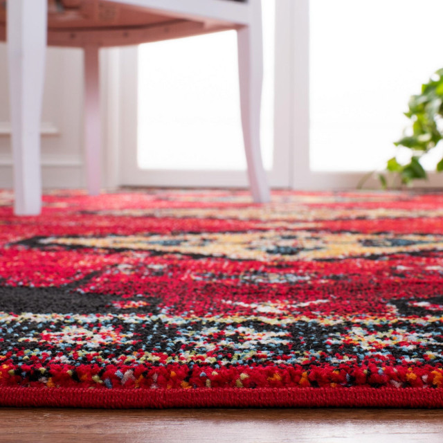 Safavieh Vintage Hamadan Vth251Q Traditional Rug, Red and Black, 6'7"x6 ...