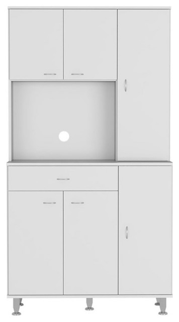 FM FURNITURE Venice 90 Pantry with Six Doors Cabinet Black Engineered ...