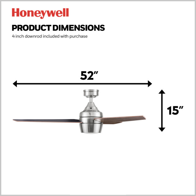 Honeywell Eamon Modern Ceiling Fan With Light and Remote, 52 ...