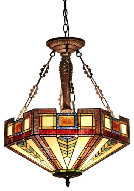 CHLOE Baxter Tiffany 3 Light Mission Inverted Ceiling Pendant Fixture ...