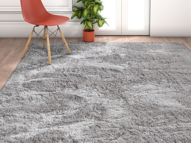 Well Woven Celeste Olympic Silver Modern Solid Shag Area Rug, 3'11" x 5 ...