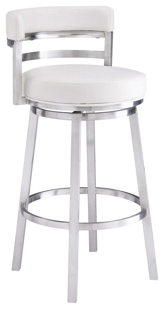 Titana 26" Counter Height Swivel White Faux Leather Bar Stool ...