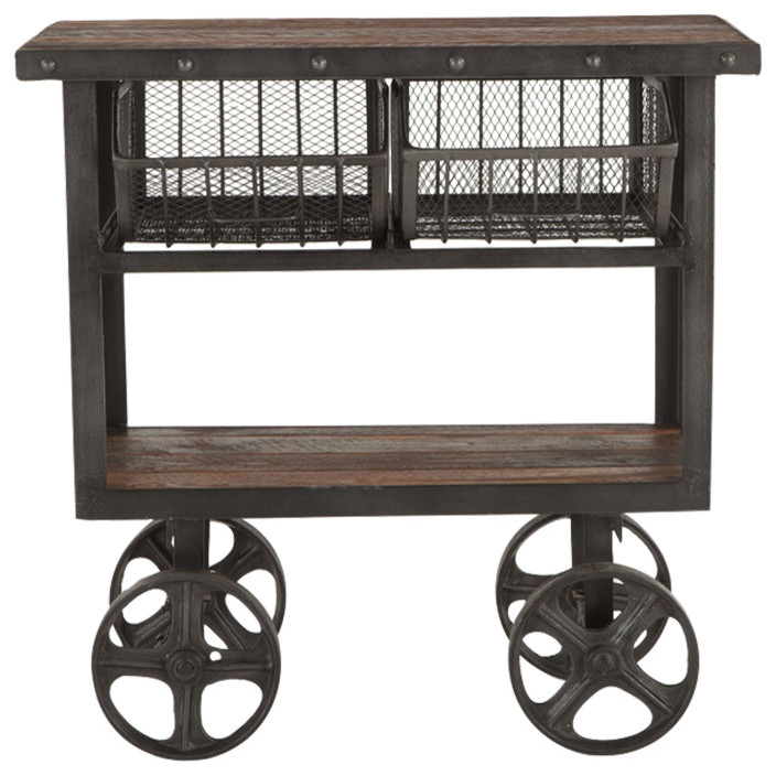 Paxton 36-Inch Reclaimed Teak Utility Cart with Gray Zinc Wheels ...
