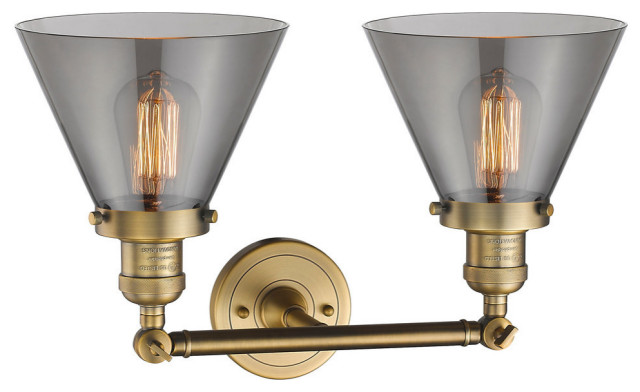 Innovations Large Cone 2-Light Bathroom Fixture, Brushed Brass ...
