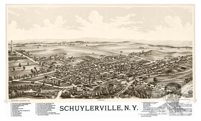 Historic Schuylerville, NY Map 1889, Vintage New York Art Print Decor ...